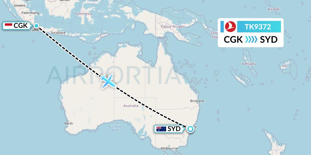 TK9372 Flight Status Turkish Airlines: Jakarta to Sydney (THY9372)
