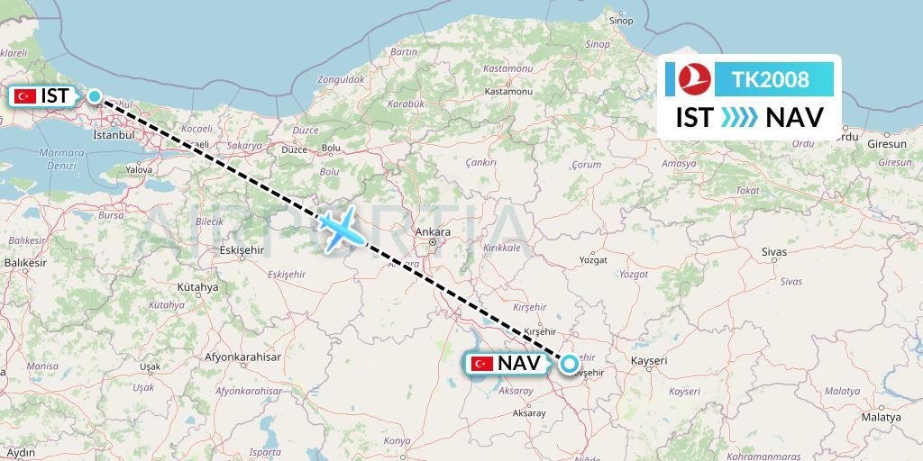 TK2008 Flight Status Turkish Airlines: Istanbul to Nevsehir (THY2008)