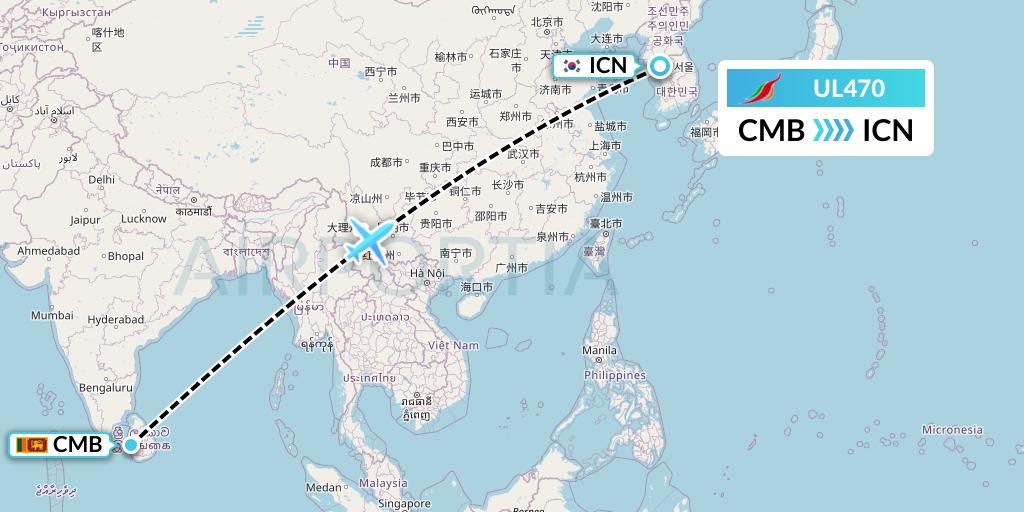 UL470 Flight Status SriLankan Airlines: Colombo to Seoul (ALK470)