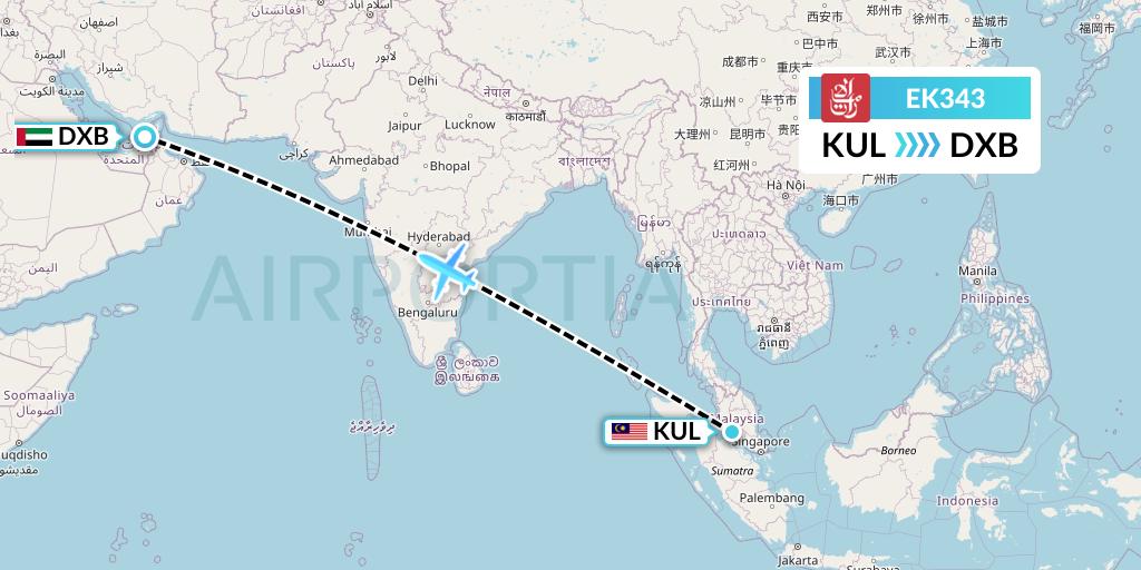 EK343 Flight Status Emirates: Kuala Lumpur to Dubai (UAE343)