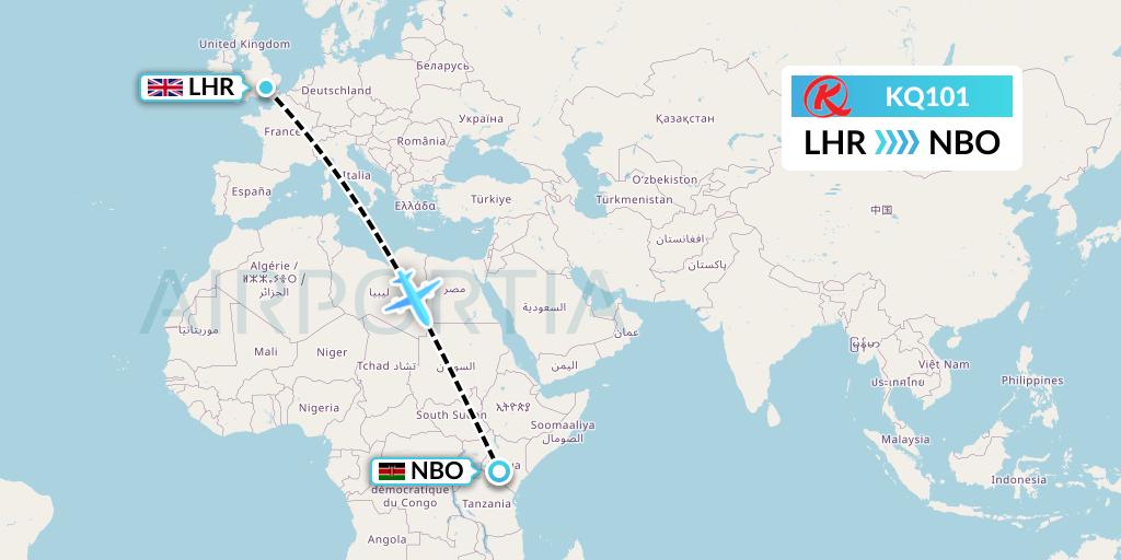 KQ101 Flight Status Kenya Airways: London to Nairobi (KQA101)
