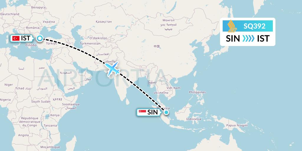 SQ392 Flight Status Singapore Airlines: Singapore to Istanbul (SIA392)