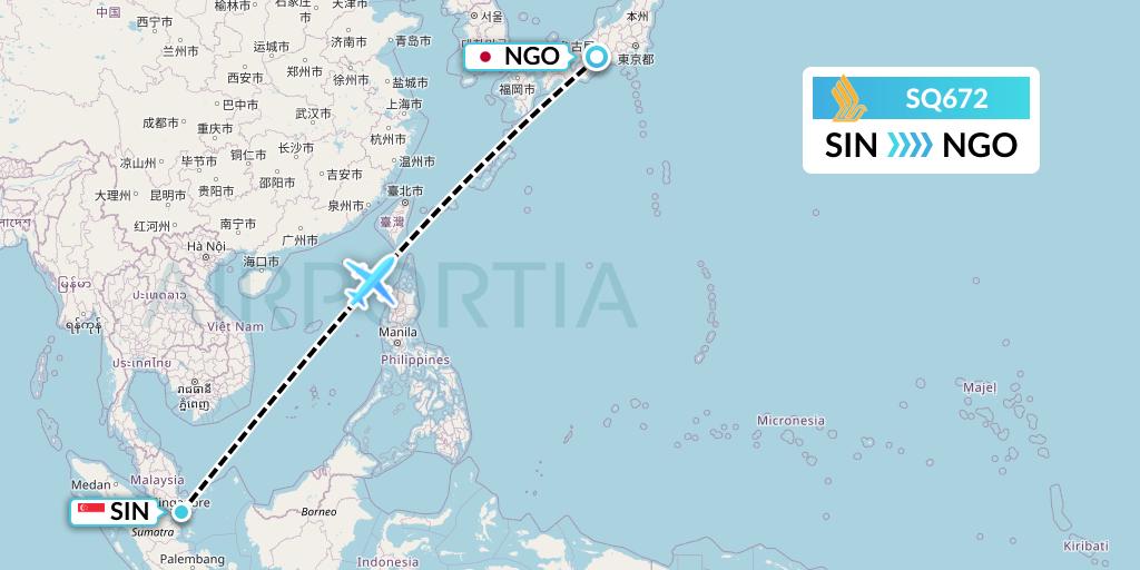 SQ672 Flight Status Singapore Airlines: Singapore to Nagoya (SIA672)