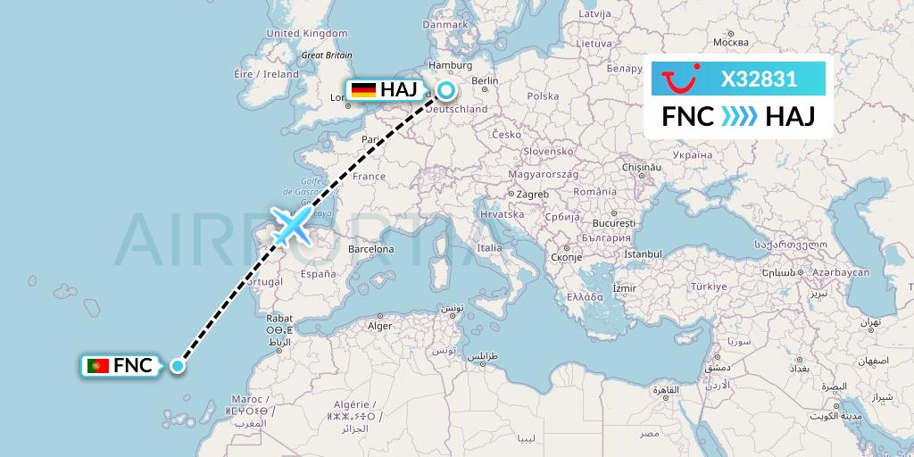 X32831 Flight Status TUI fly Germany: Funchal to Hannover (TUI2831)