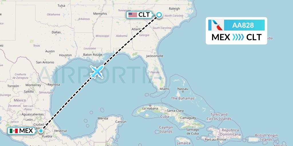 AA828 Flight Status American Airlines: Mexico City to Charlotte (AAL828)