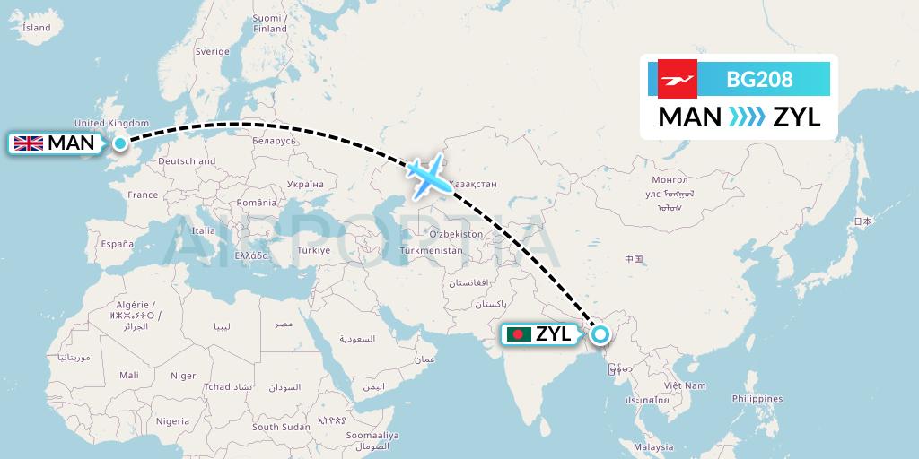 BG208 Flight Status Biman Bangladesh Airlines: Manchester to Sylhet ...