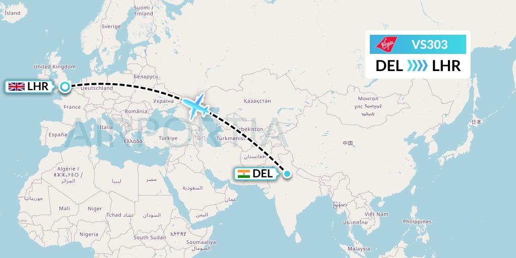 VS303 Flight Status Virgin Atlantic Airways: Delhi to London (VIR303)