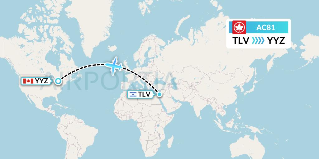 AC81 Flight Status Air Canada: Tel Aviv to Toronto (ACA81)