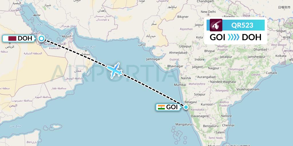 QR523 Flight Status Qatar Airways: Goa to Doha (QTR523)