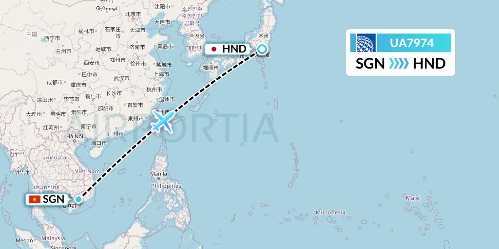 UA7974 Flight Status United Airlines: Ho Chi Minh City to Tokyo (UAL7974)