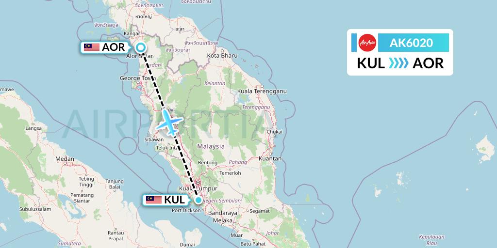 AK6020 Flight Status AirAsia: Kuala Lumpur to Alor Setar (AXM6020)