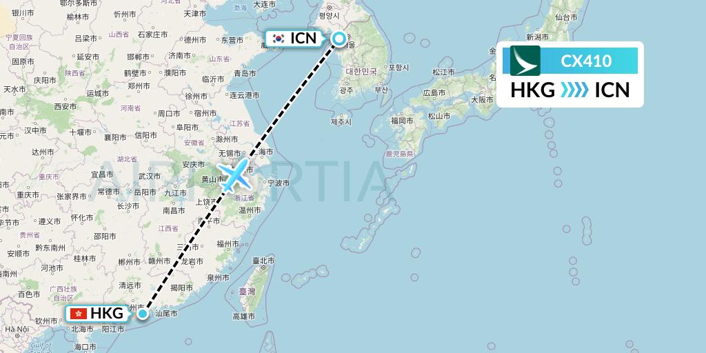 CX410 Flight Status Cathay Pacific: Hong Kong to Seoul (CPA410)