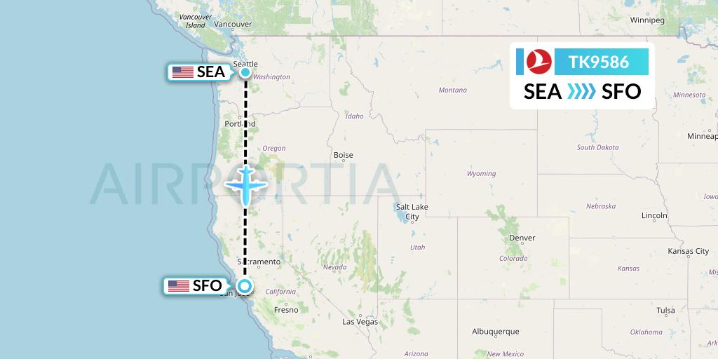 TK9586 Flight Status Turkish Airlines: Seattle to San Francisco (THY9586)