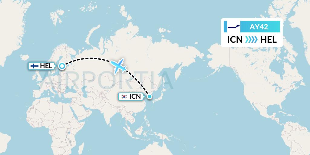 AY42 Flight Status Finnair: Seoul to Helsinki (FIN42)