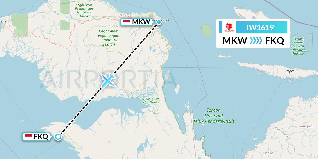 IW1619 Flight Status Wings Air: Manokwari to Fakfak-Papua Island (WON1619)