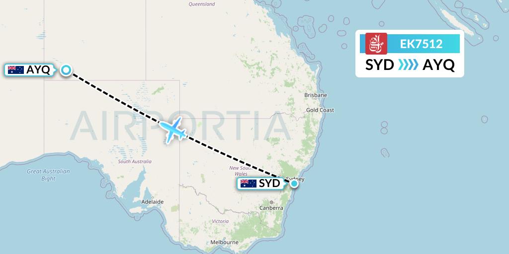 EK7512 Flight Status Emirates: Sydney to Ayers Rock (UAE7512)