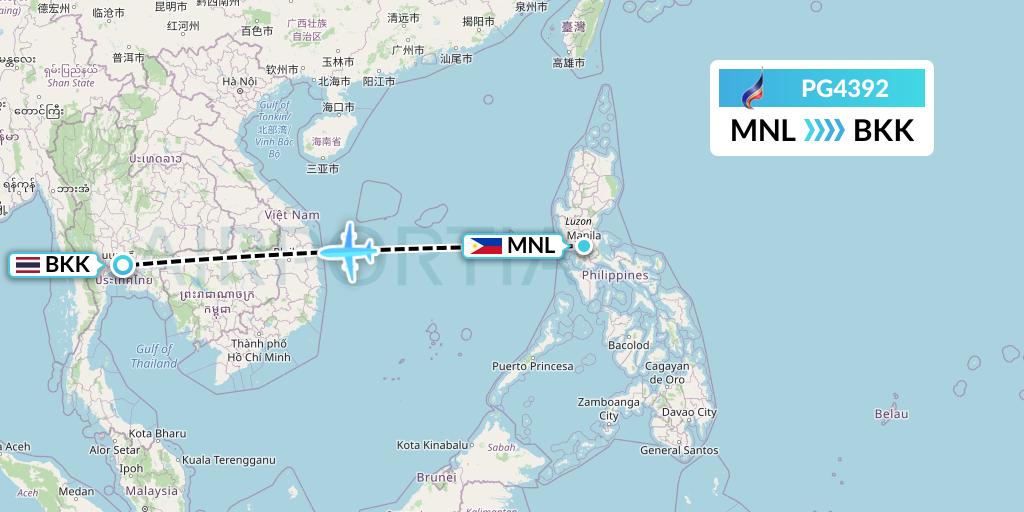 PG4392 Flight Status Bangkok Airways: Manila to Bangkok (BKP4392)