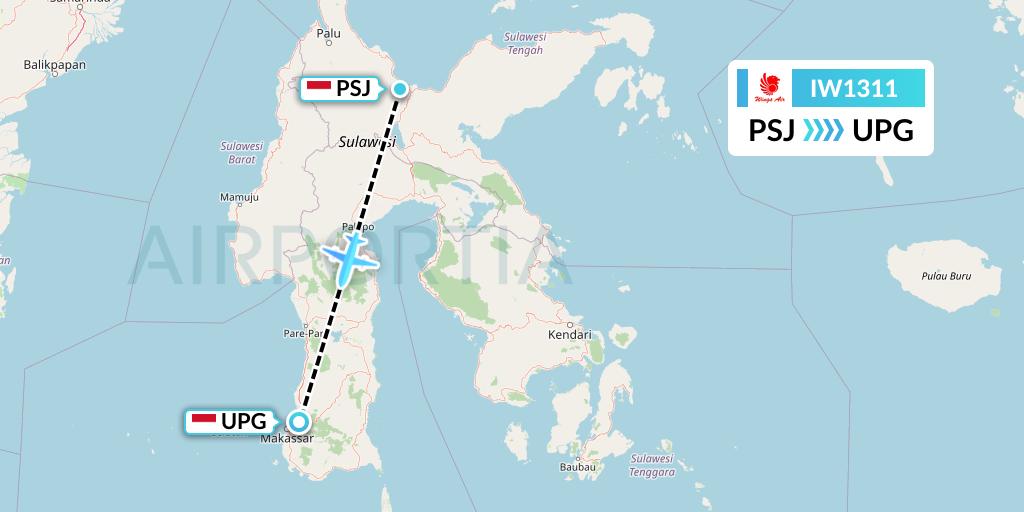 IW1311 Flight Status Wings Air: Poso-Celebes Island to Makassar (WON1311)