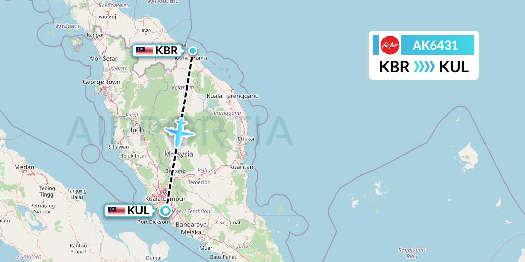 AK6431 Flight Status AirAsia: Kota Bharu to Kuala Lumpur (AXM6431)