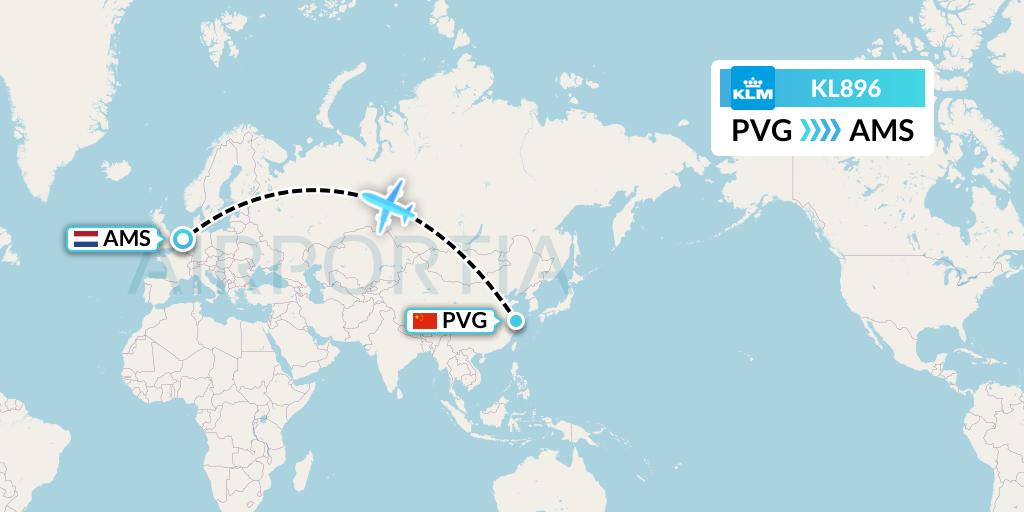 KL896 Flight Status KLM: Shanghai to Amsterdam (KLM896)