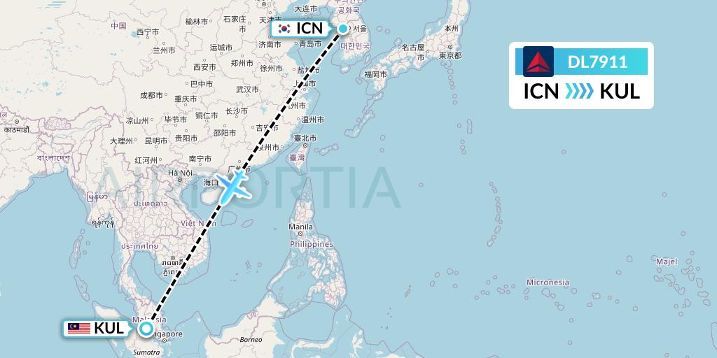DL7911 Flight Status Delta Air Lines: Seoul to Kuala Lumpur (DAL7911)