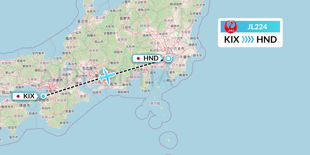 JL224 Flight Status Japan Airlines: Osaka to Tokyo (JAL224)