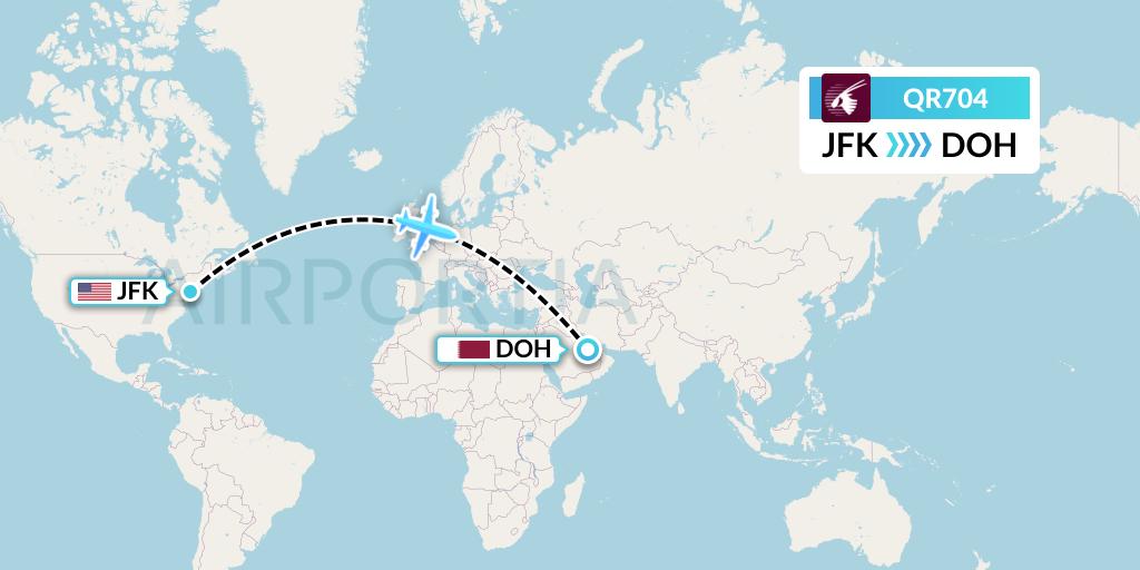 QR704 Flight Status Qatar Airways: New York to Doha (QTR704)