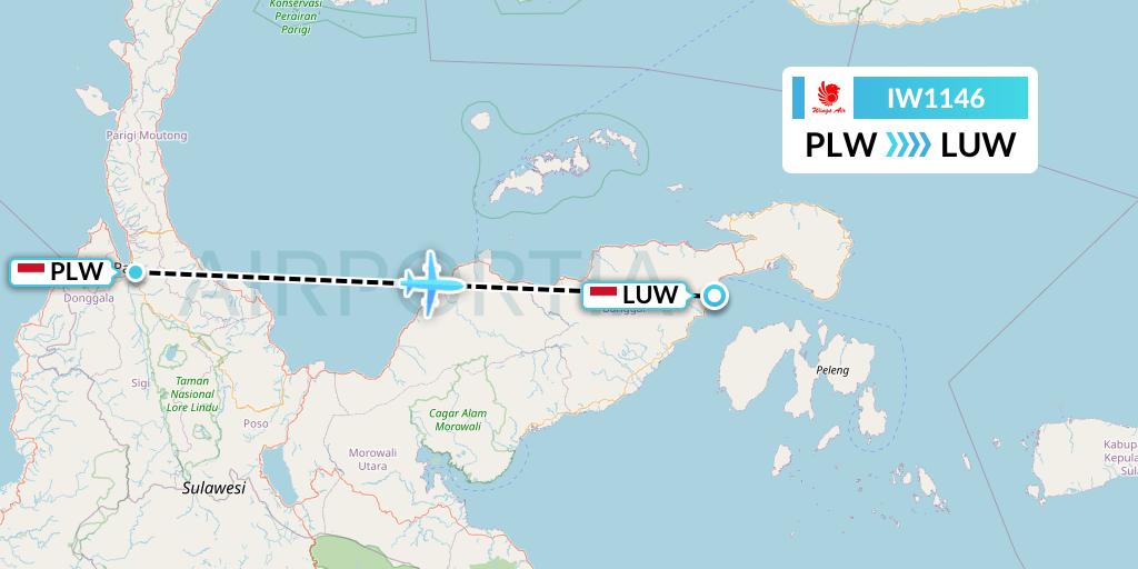 IW1146 Flight Status Wings Air: Palu to Luwuk (WON1146)