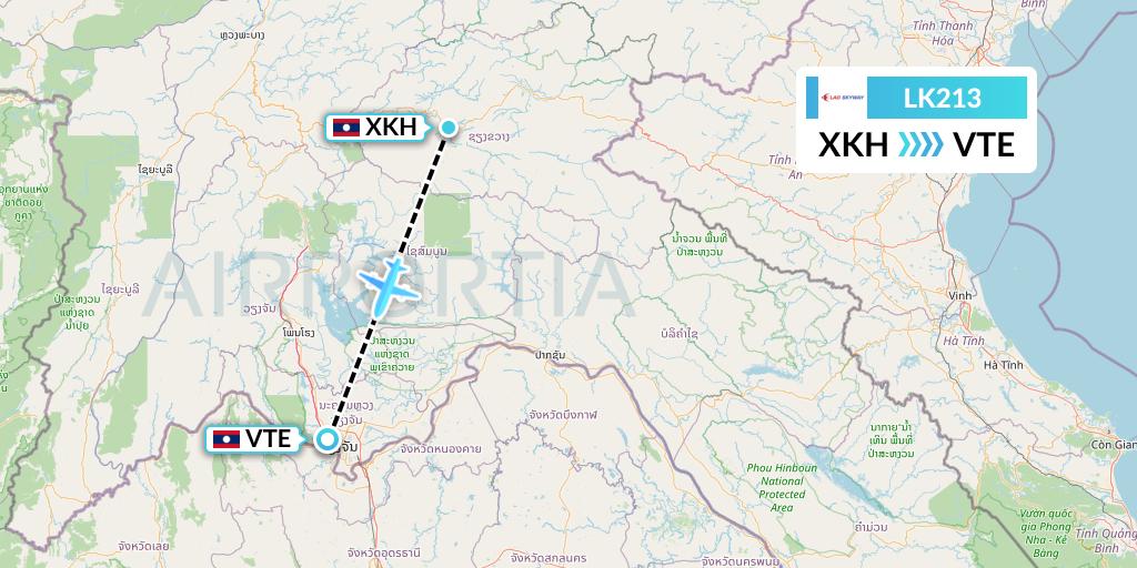LK213 Flight Status Lao Skyway: Xieng Khouang to Vientiane (LLL213)