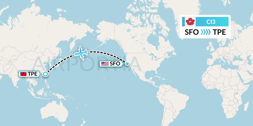 CI3 Flight Status China Airlines: San Francisco to Taipei (CAL3)