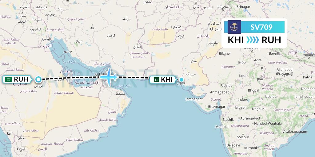 SV709 Flight Status Saudi Arabian Airlines: Karachi to Riyadh (SVA709)