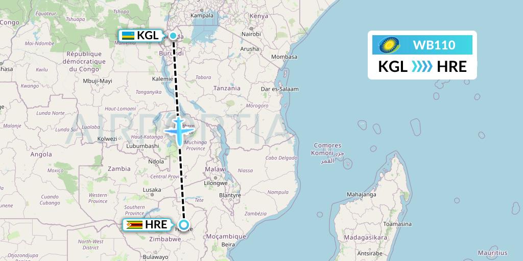 WB110 Flight Status RwandAir: Kigali to Harare (RWD110)