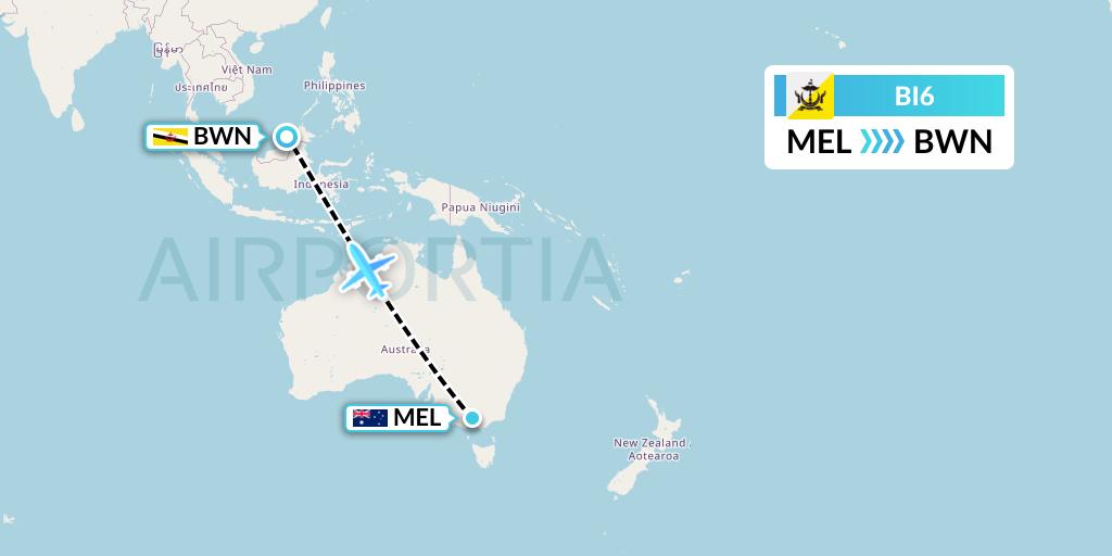 BI6 Flight Status Royal Brunei Airlines: Melbourne to Brunei (RBA6)