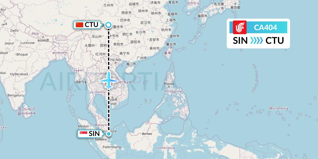 CA404 Flight Status Air China: Singapore to Chengdu (CCA404)