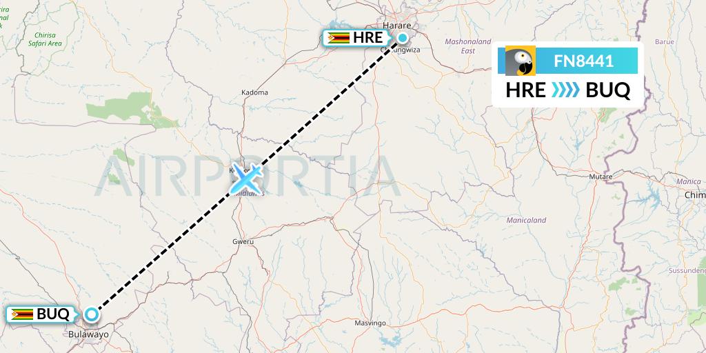 FN8441 Flight Status Fastjet: Harare to Bulawayo (FTZ8441)