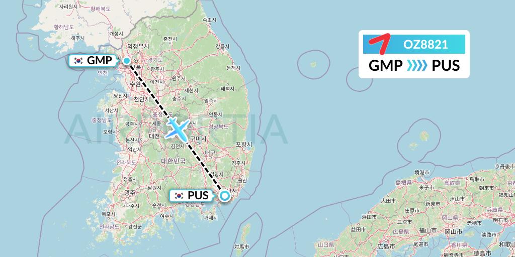 OZ8821 Flight Status Asiana Airlines: Seoul to Busan (AAR8821)