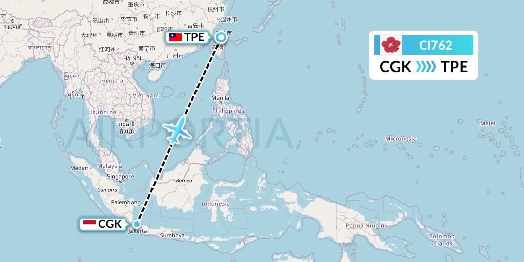 CI762 Flight Status China Airlines: Jakarta to Taipei (CAL762)