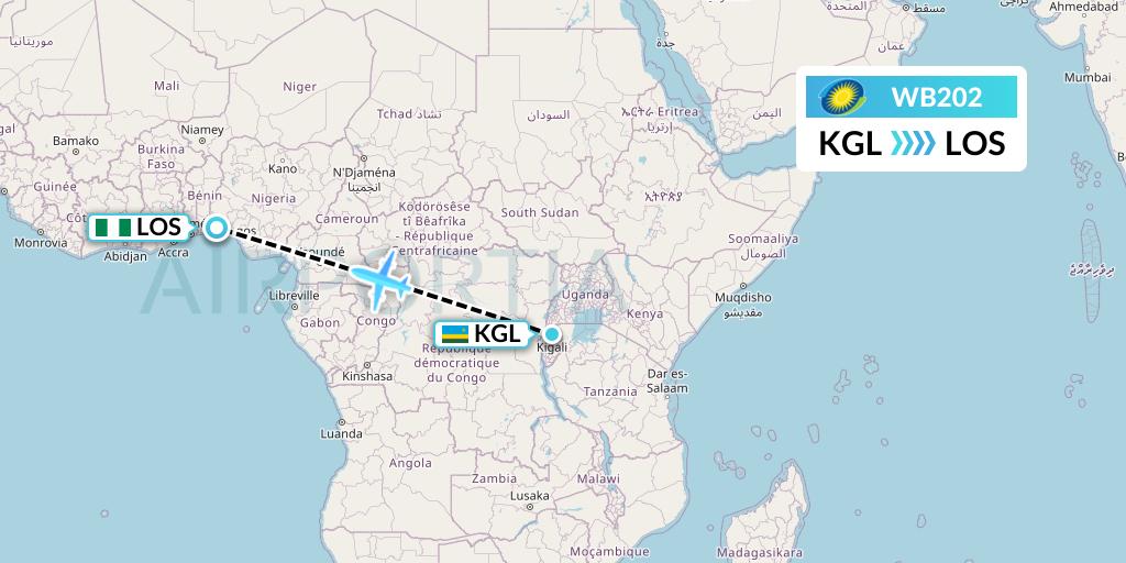 WB202 Flight Status RwandAir: Kigali to Lagos (RWD202)