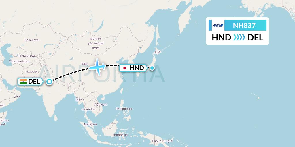 NH837 Flight Status All Nippon Airways: Tokyo to Delhi (ANA837)