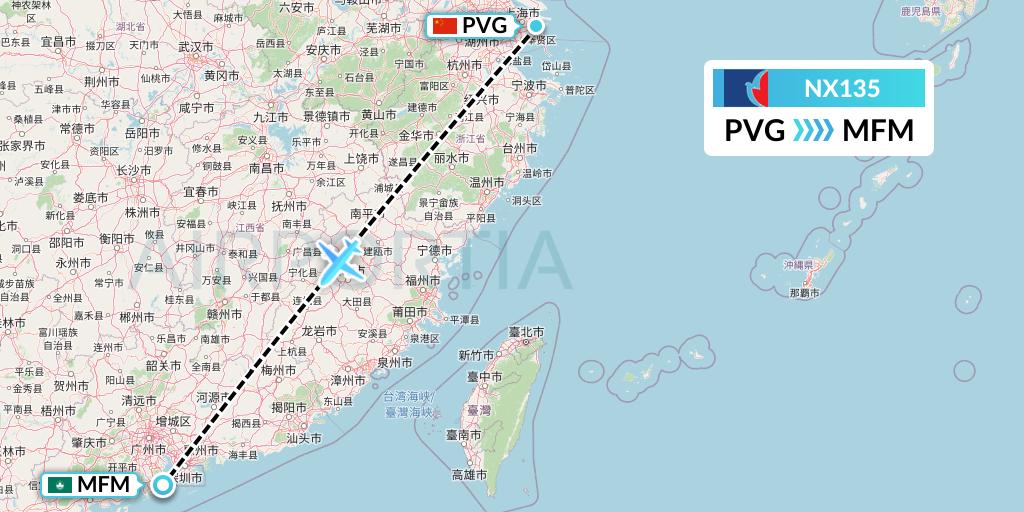 NX135 Flight Status Air Macau: Shanghai to Macau (AMU135)