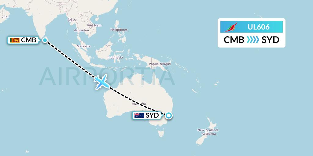 UL606 Flight Status SriLankan Airlines: Colombo to Sydney (ALK606)