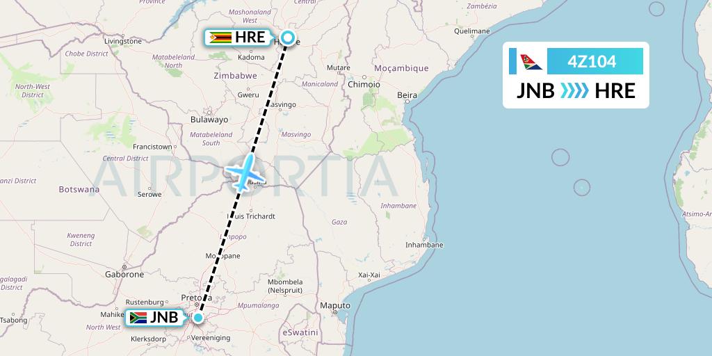 4Z104 Flight Status Airlink: Johannesburg to Harare (LNK104)