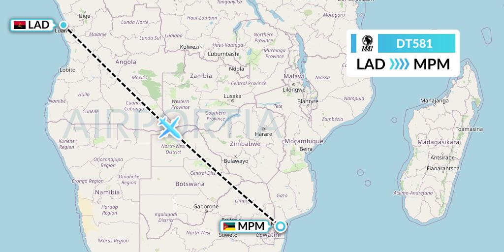 DT581 Flight Status TAAG Angola Airlines: Luanda to Maputo (DTA581)