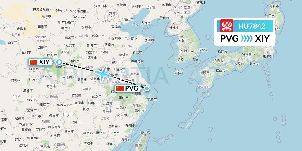 HU7842 Flight Status Hainan Airlines: Shanghai to Xi'an (CHH7842)