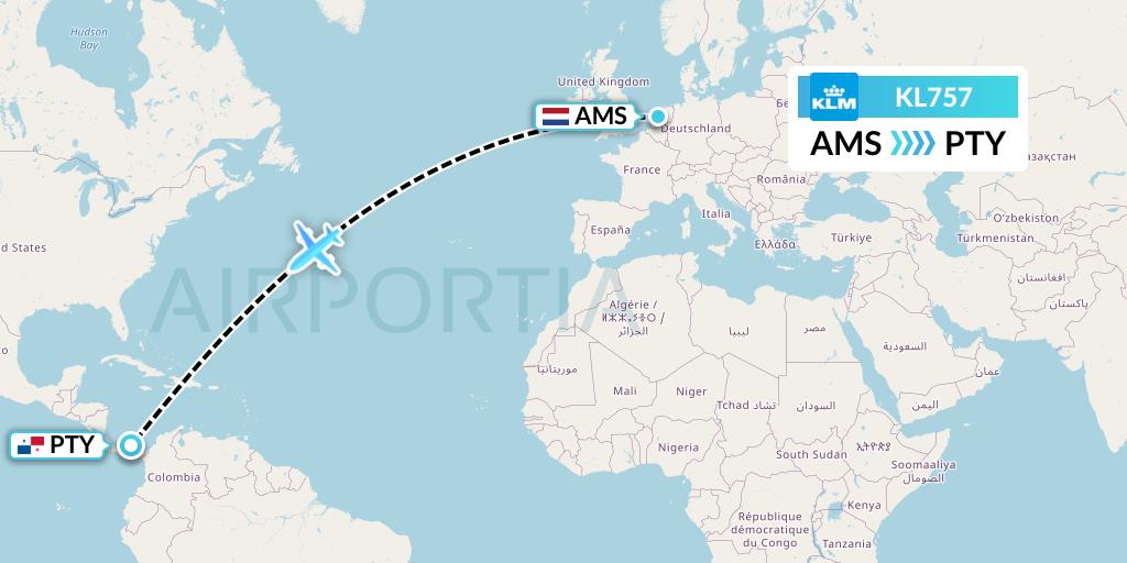 KL757 Flight Status KLM: Amsterdam to Panama City (KLM757)