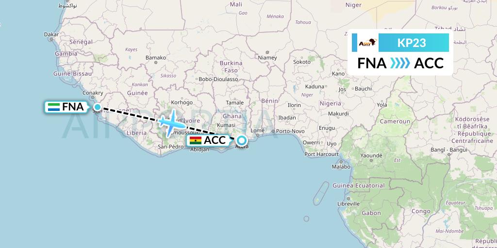 KP23 Flight Status ASKY: Freetown to Accra (SKK23)