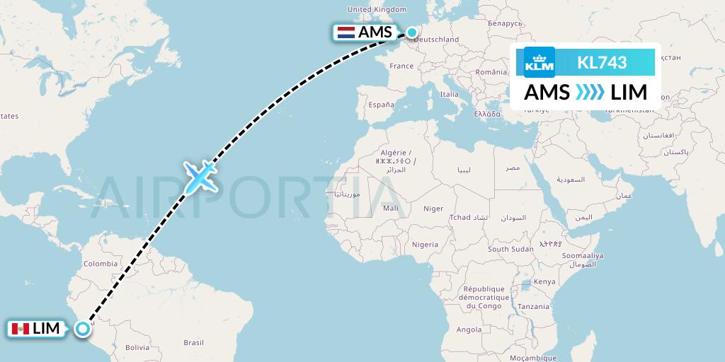KL743 Flight Status KLM: Amsterdam to Lima (KLM743)