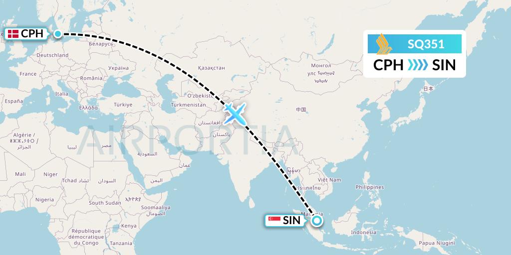 SQ351 Flight Status Singapore Airlines: Copenhagen to Singapore (SIA351)