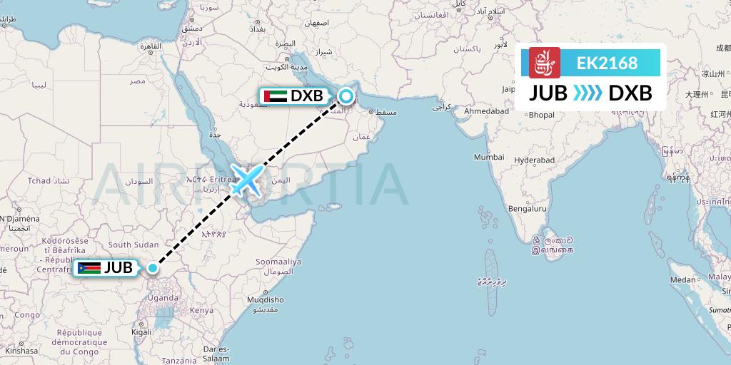 EK2168 Flight Status Emirates: Juba to Dubai (UAE2168)