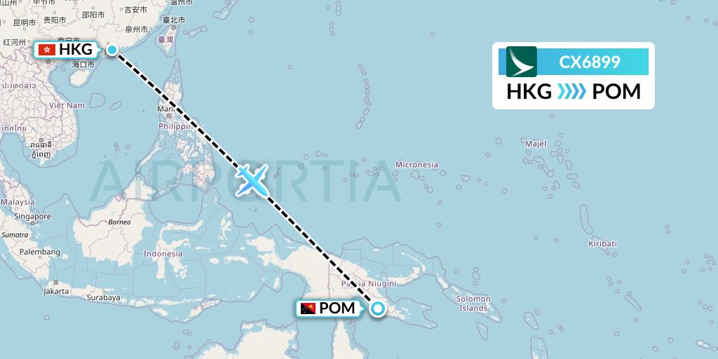 CX6899 Flight Status Cathay Pacific: Hong Kong to Port Moresby (CPA6899)